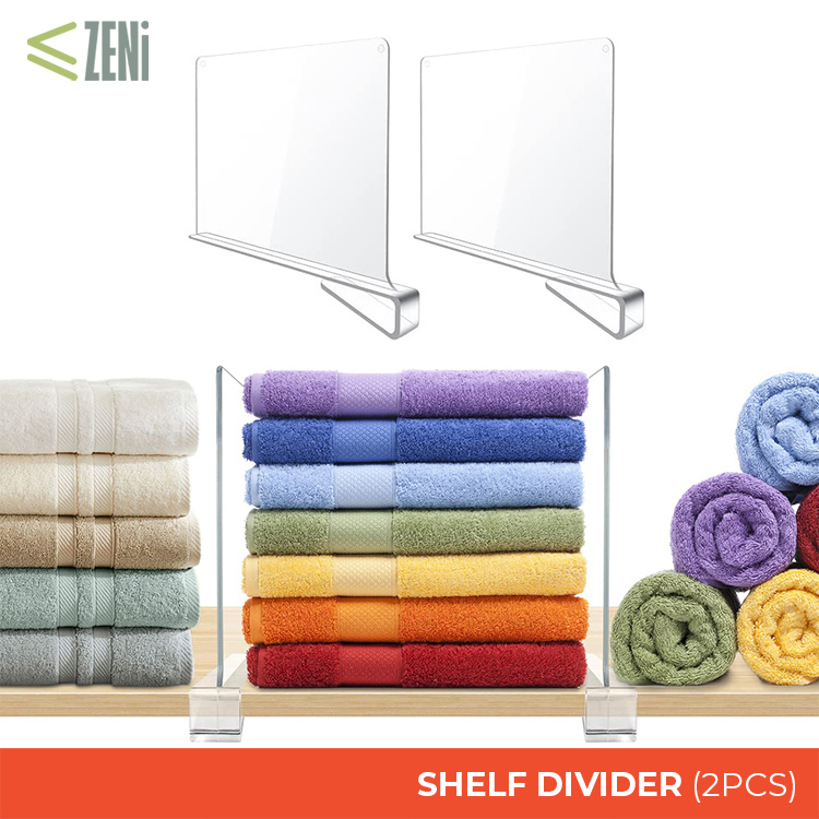 ZENi Shelf Divider Organizer | Transparent Acrylic Divider for Wall ...
