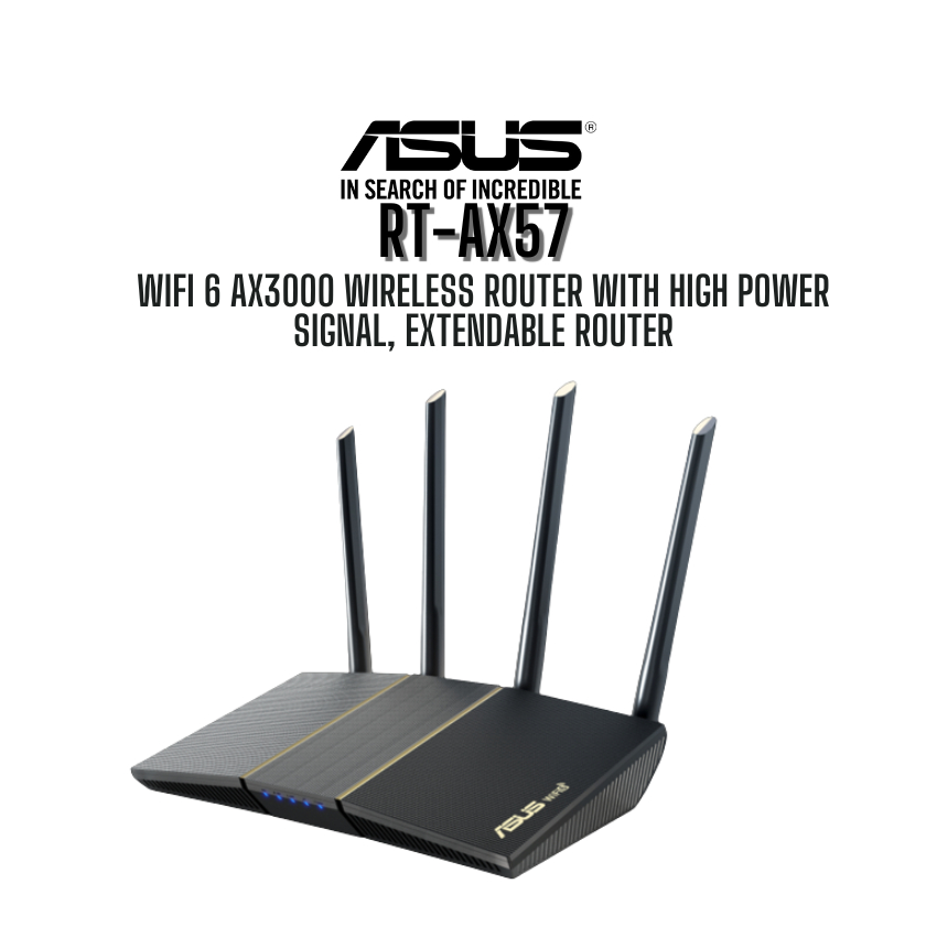 Asus RT-AX57 WiFi 6 AX3000 Wireless Router with High Power Signal ...