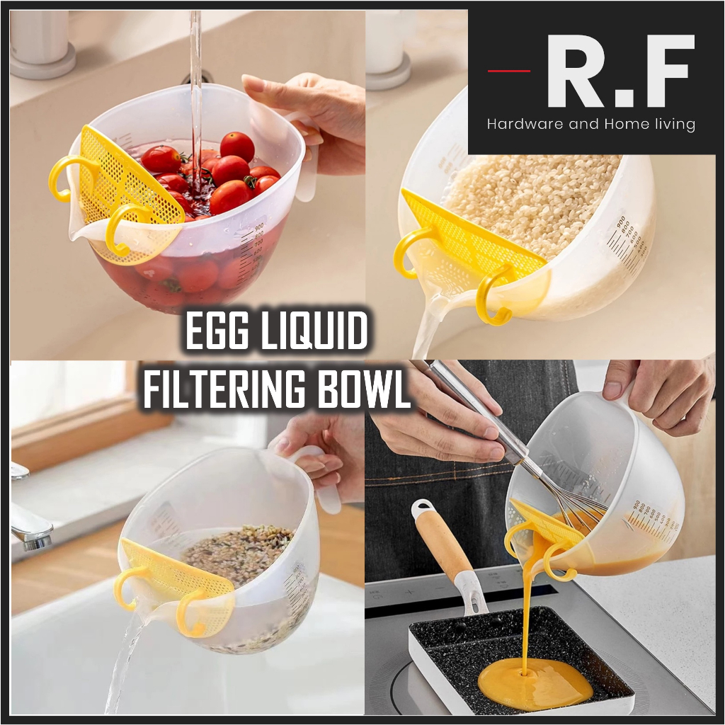 Egg Liquid Filtering Bowl With Scale Clear Removable Filter Egg Liquid ...