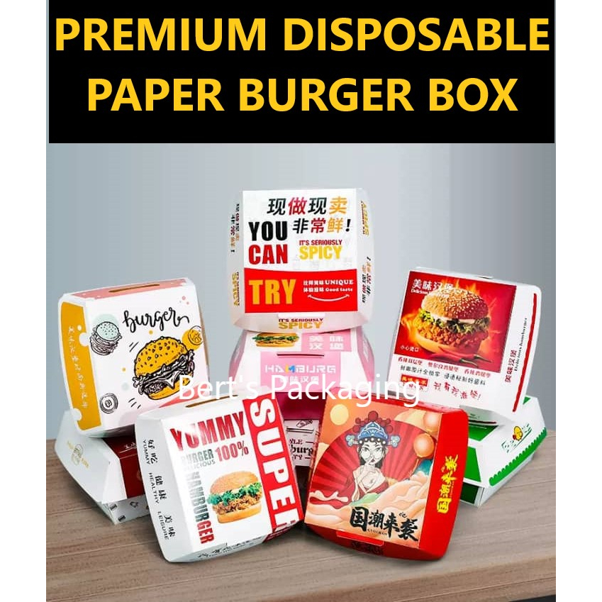 Paper Burger Box 100pcs± | Kotak Burger Kertas 100pcs± | Nugget Box ...