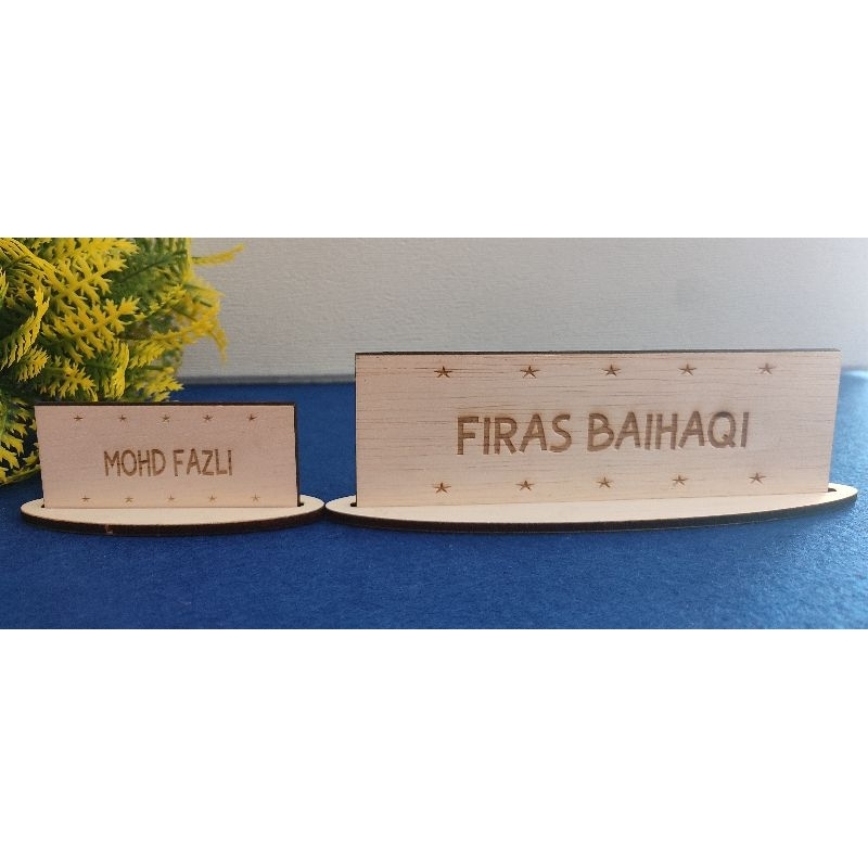 Display Table Stand Wooden Custom Name Papan Tanda Nama Ukir | Shopee ...