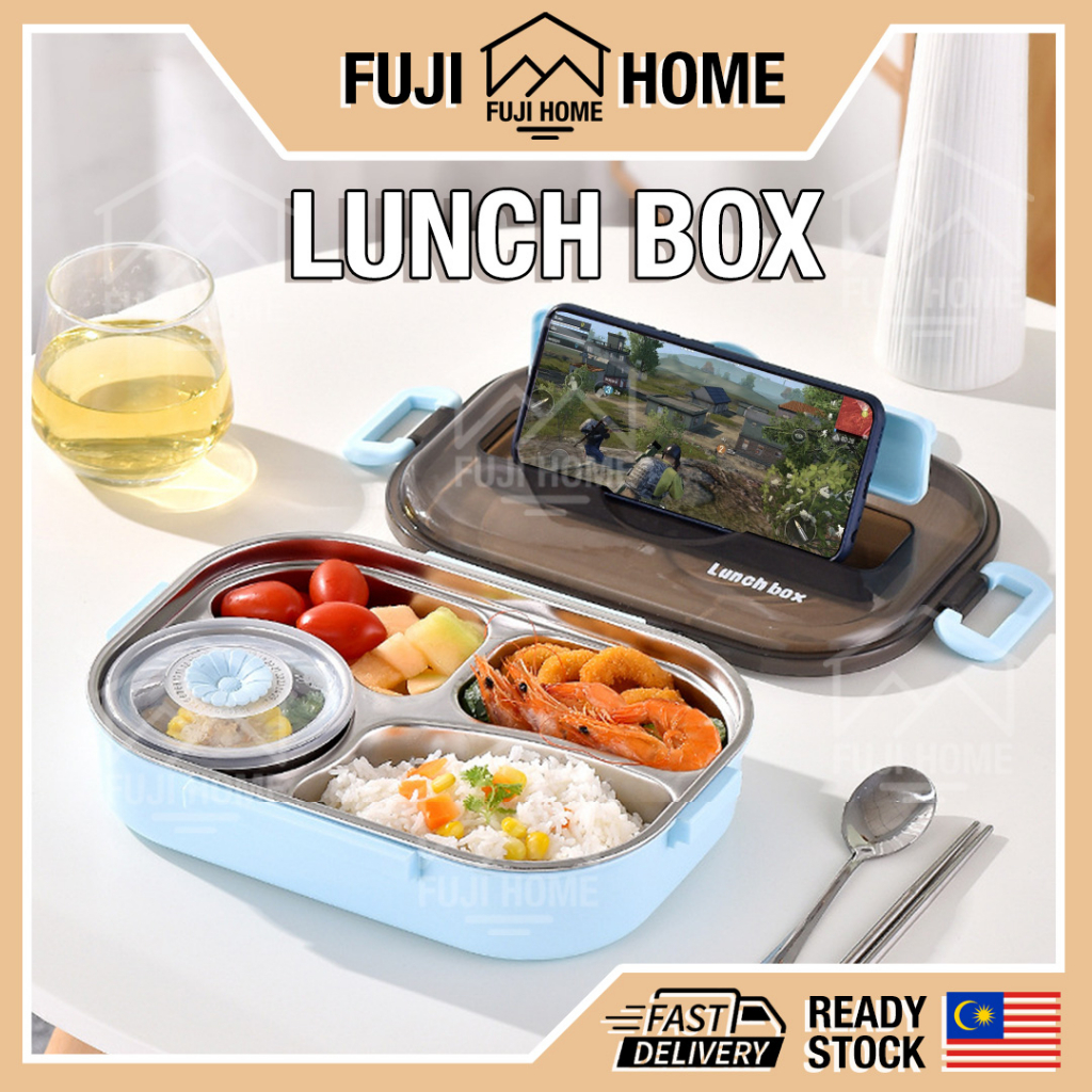 304 Stainless Steel Bento Layer Lunch Box 3/4/5 Slot Storage Food ...
