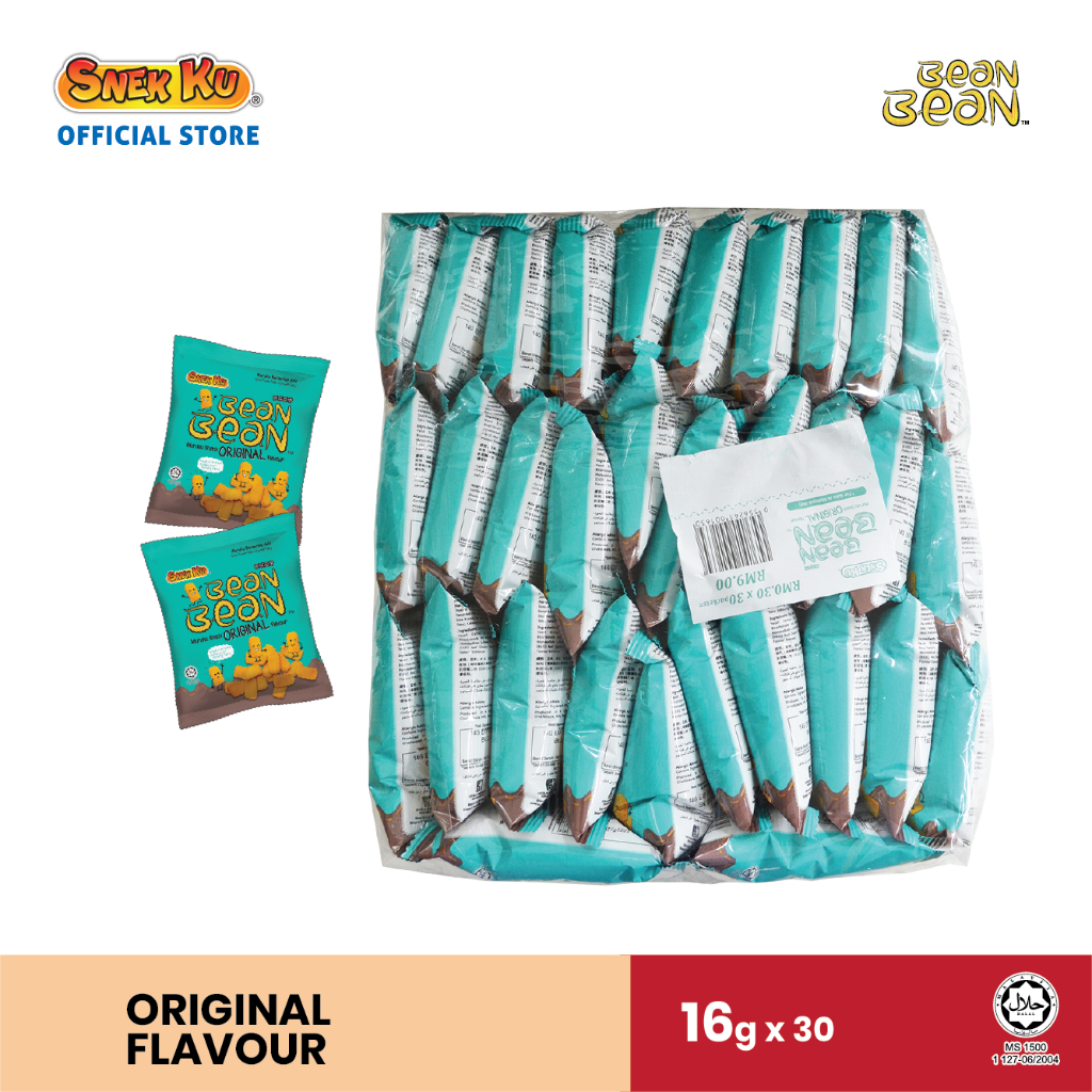 Snek Ku Bean Bean Flavoured Snacks (16g x 30 pkts) | Shopee Singapore