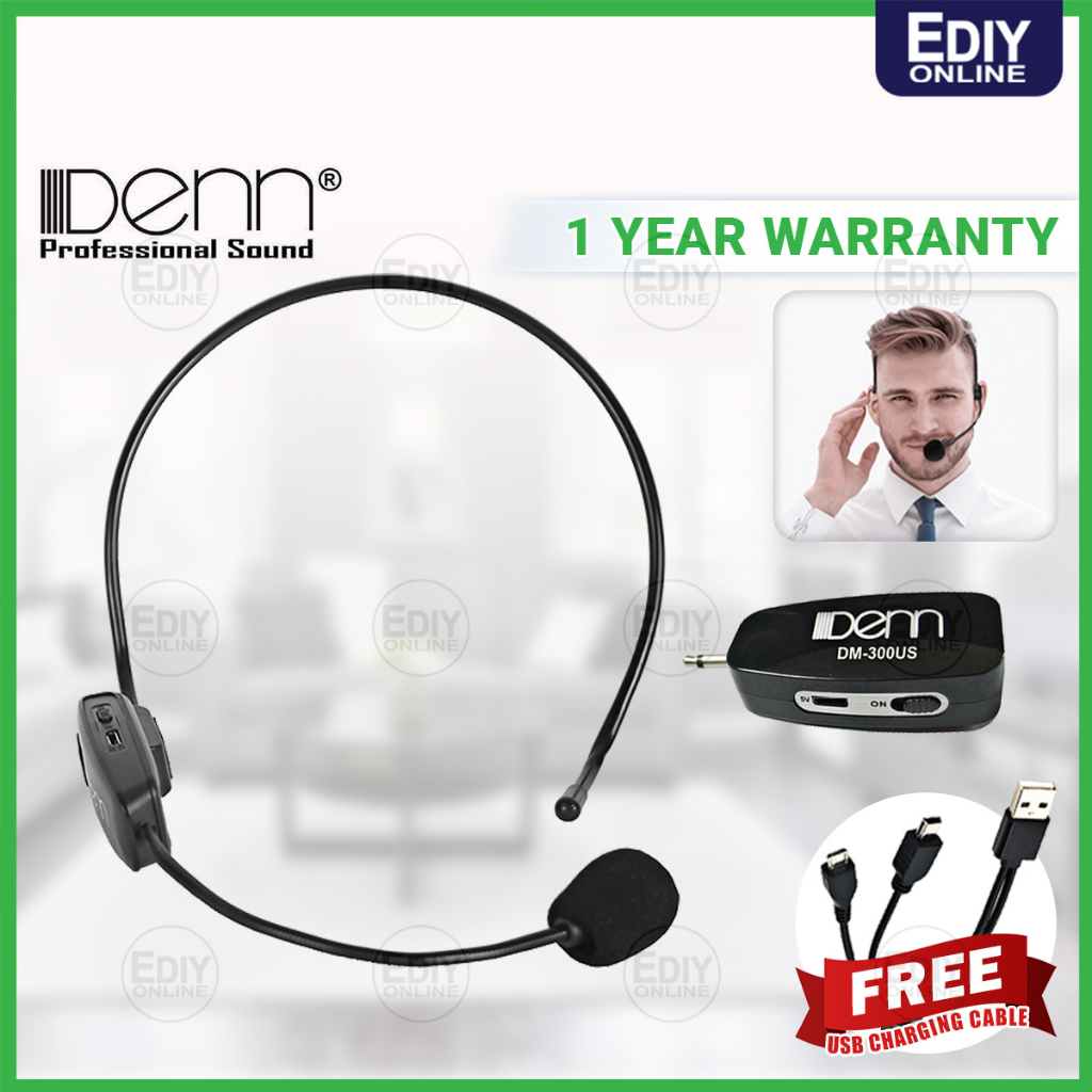 Denn DM-300US ULTRA UHF WIRELESS MICROPHONE HIGH FREQUENCY HEAD MIC ...