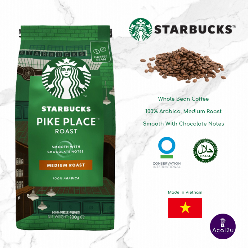 Starbucks Pike Place Roast Medium Roast Whole Bean Coffee, 200g, 100% ...