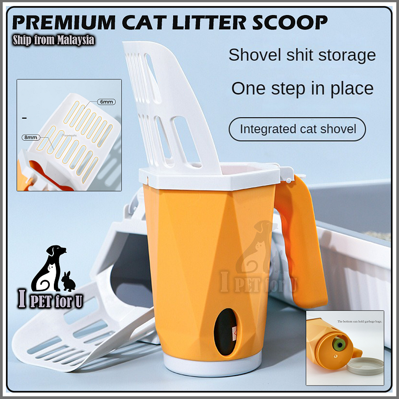 2 in 1 Cat Litter Scoop Cat Litter Shovel with Holder Built-In Waste ...