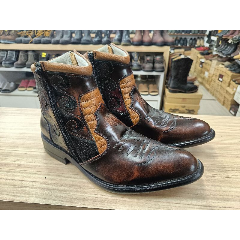 Elegant Cowboy Boots Leather Material 100% Kulit ( Real Photo ...