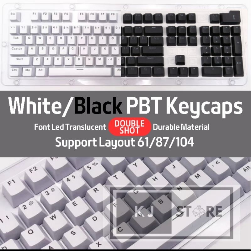 Cherry Profile White/Black PBT keycaps 111pcs For Mechanical Keyboard ...