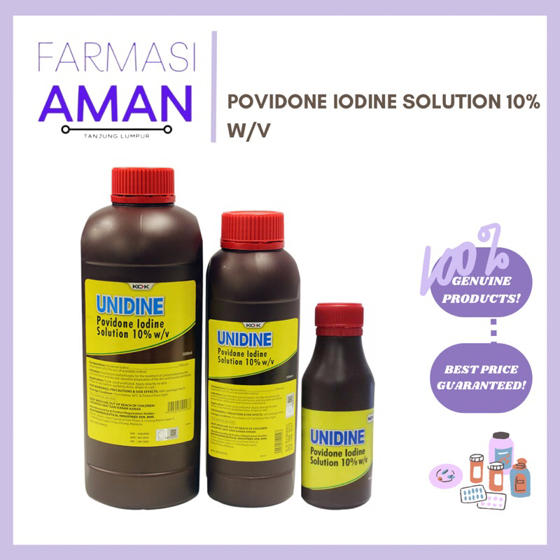 Unidine Povidone Iodine Solution 10% W/V (100ml / 500ml / 1000ml ...