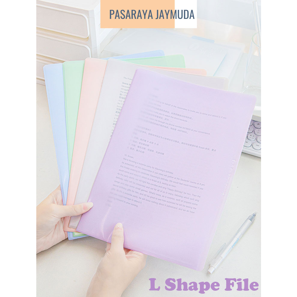 5pcs/set A4 Morandi L Shape File Paper Document Folder Semi Transparent ...