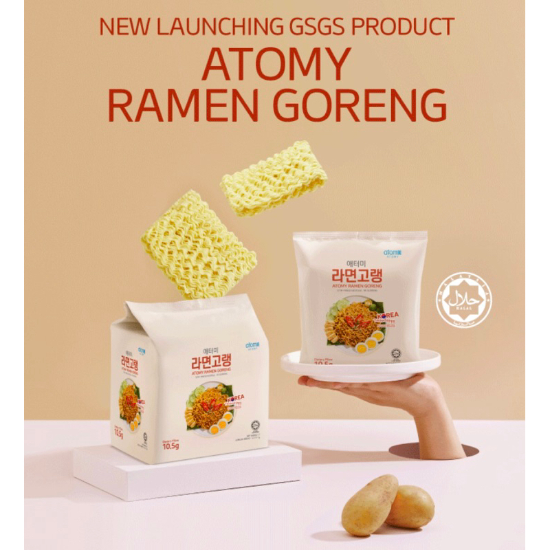 Atomy Potato Ramen Goreng [1 polybag: 4 ea (4 packs x 111g)] Expiry Mar ...