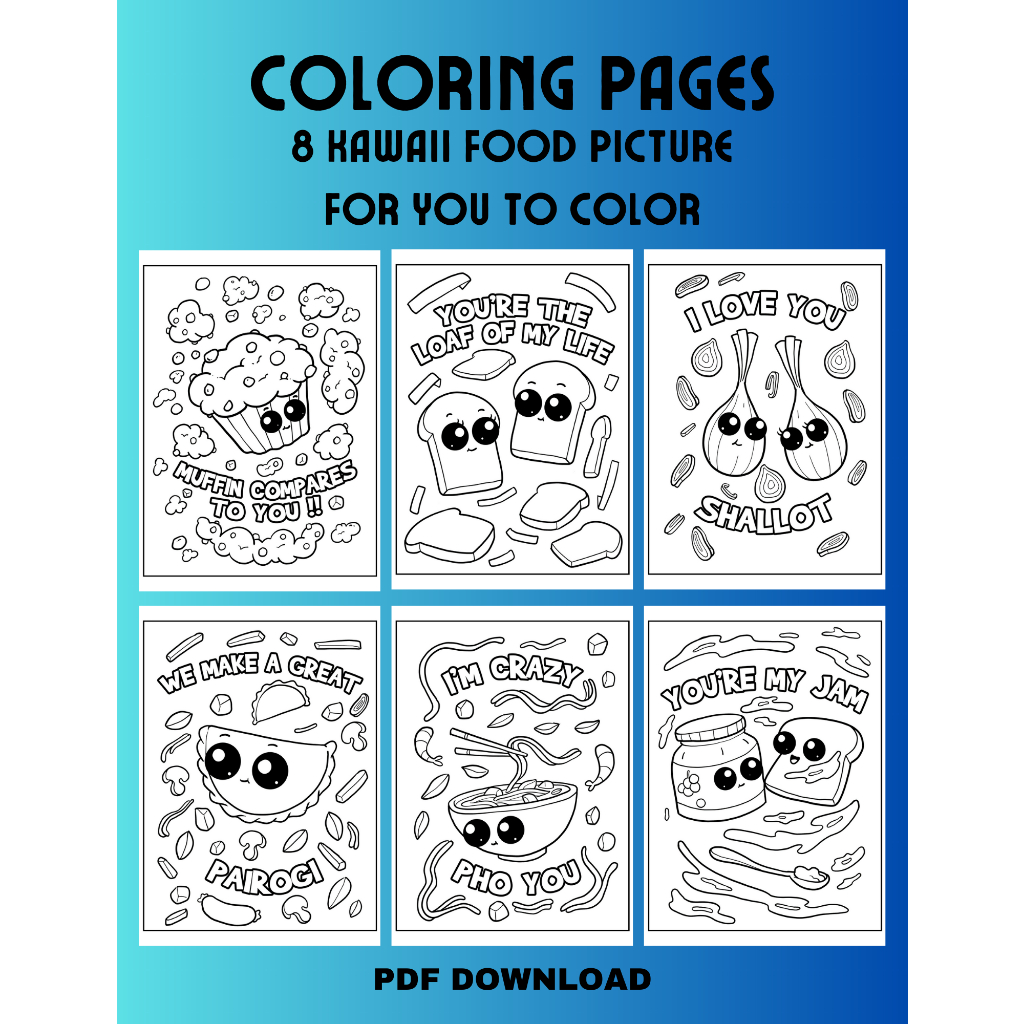 8 kawaii food Picture Coloring Page - Printable Coloring Page for Kids ...