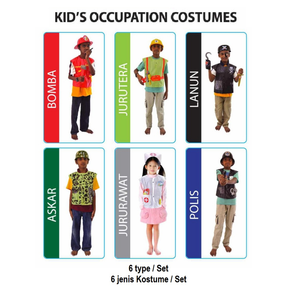 Kid's OCCUPATION COSTUMES - Work COSTUMES For Kindergarten (6's/Set ...