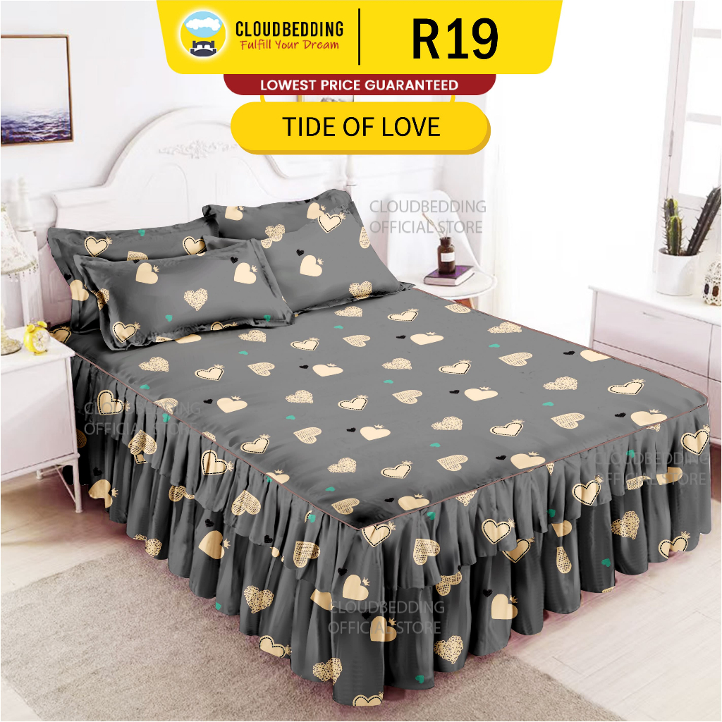 3IN1 Cadar Ropol Set Super Single/Queen /King Bedsheet 3IN1 Bed Skirt ...