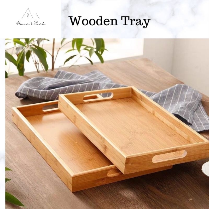 Bamboo Serving Tray Wooden Rectangular Tray Dulang Talam Kayu Petak 木托盘 ...