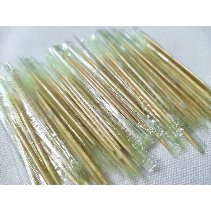 100 pcs Individually Wrapped / Packed Hygienic Bamboo Toothpick ...