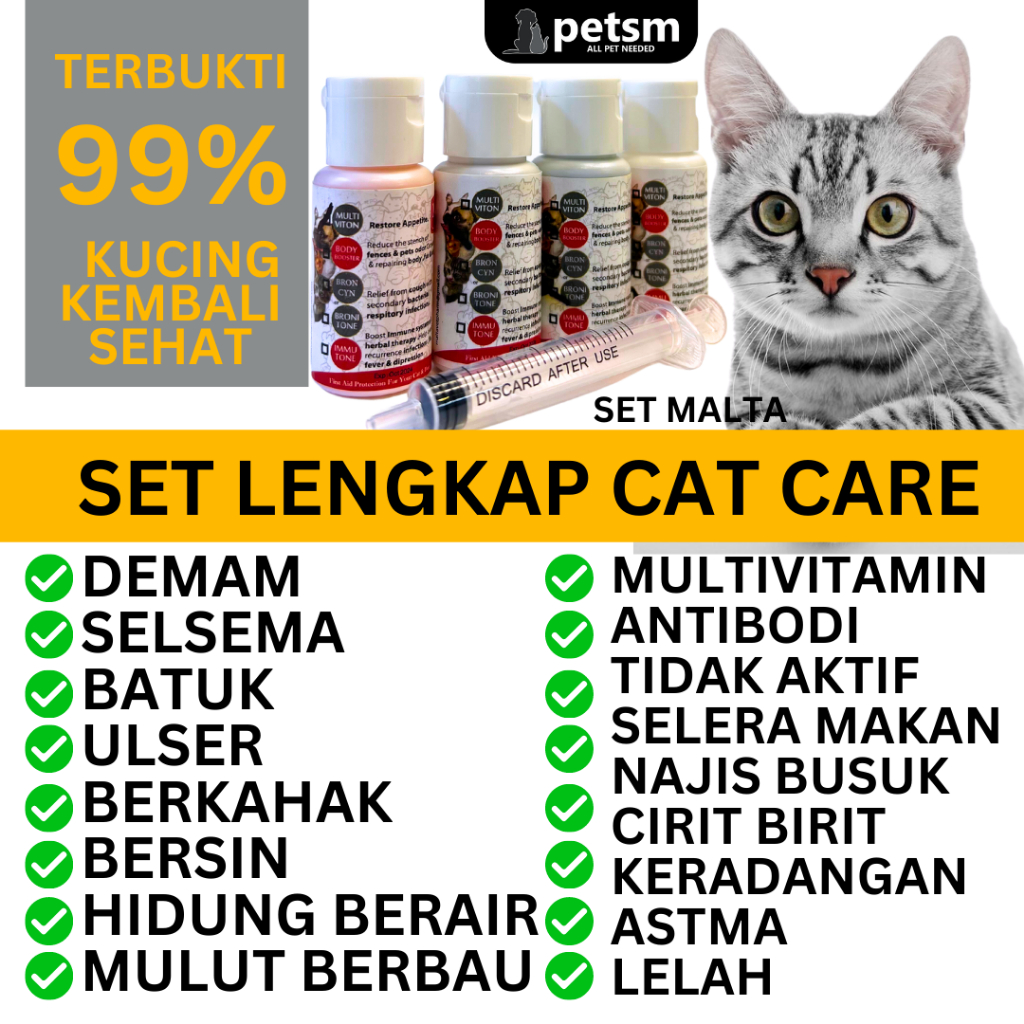 Cough Cold Fever Pain Treatment, Vitamins in Cats & Pets (Malma Set ...