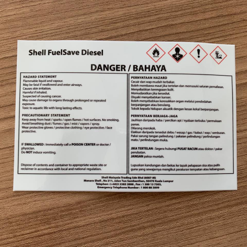 Shell Hazard Sticker for Diesel/Mogas | Shopee Singapore