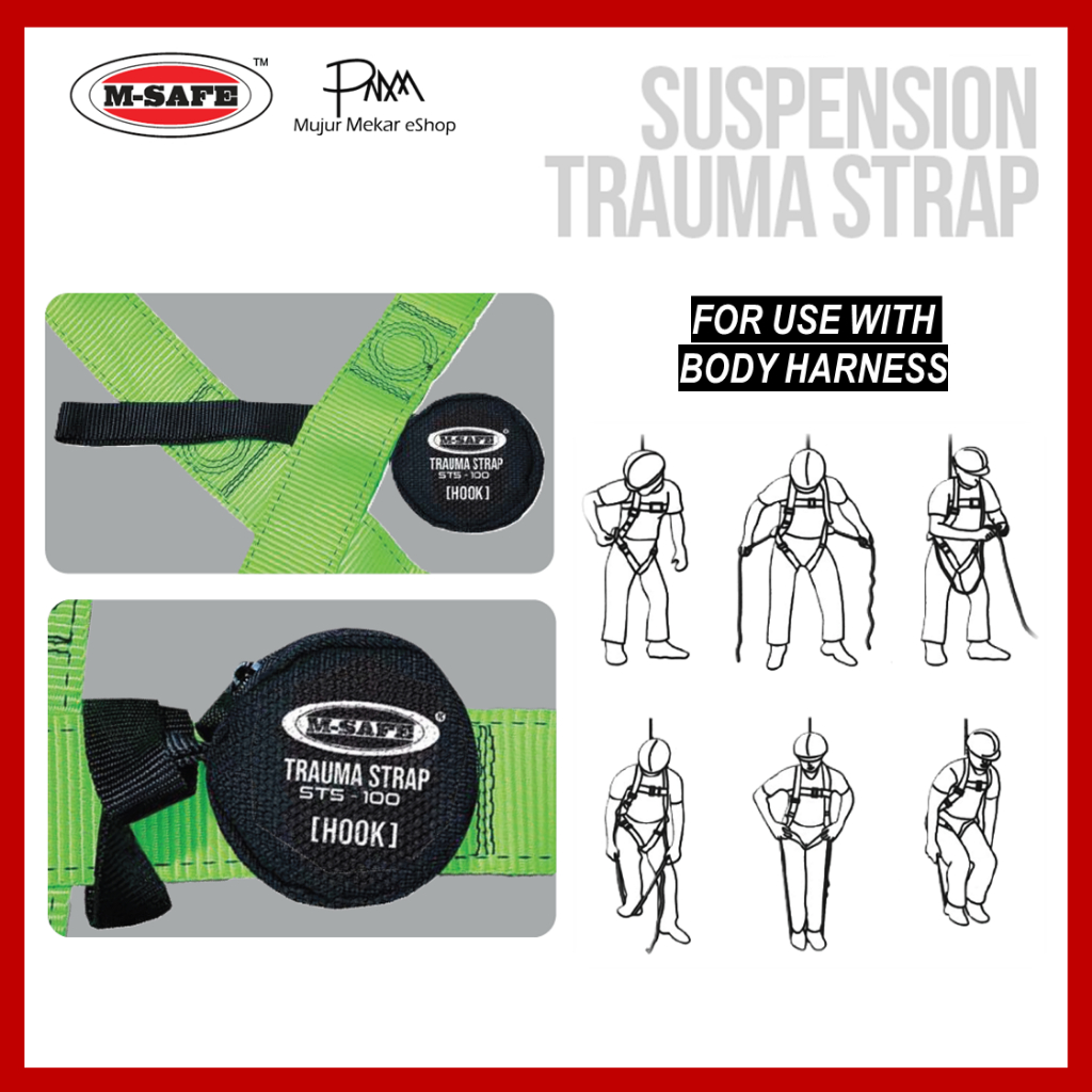 M-SAFE Suspension Trauma Safety Strap - Wear with Body Harness, Extra ...