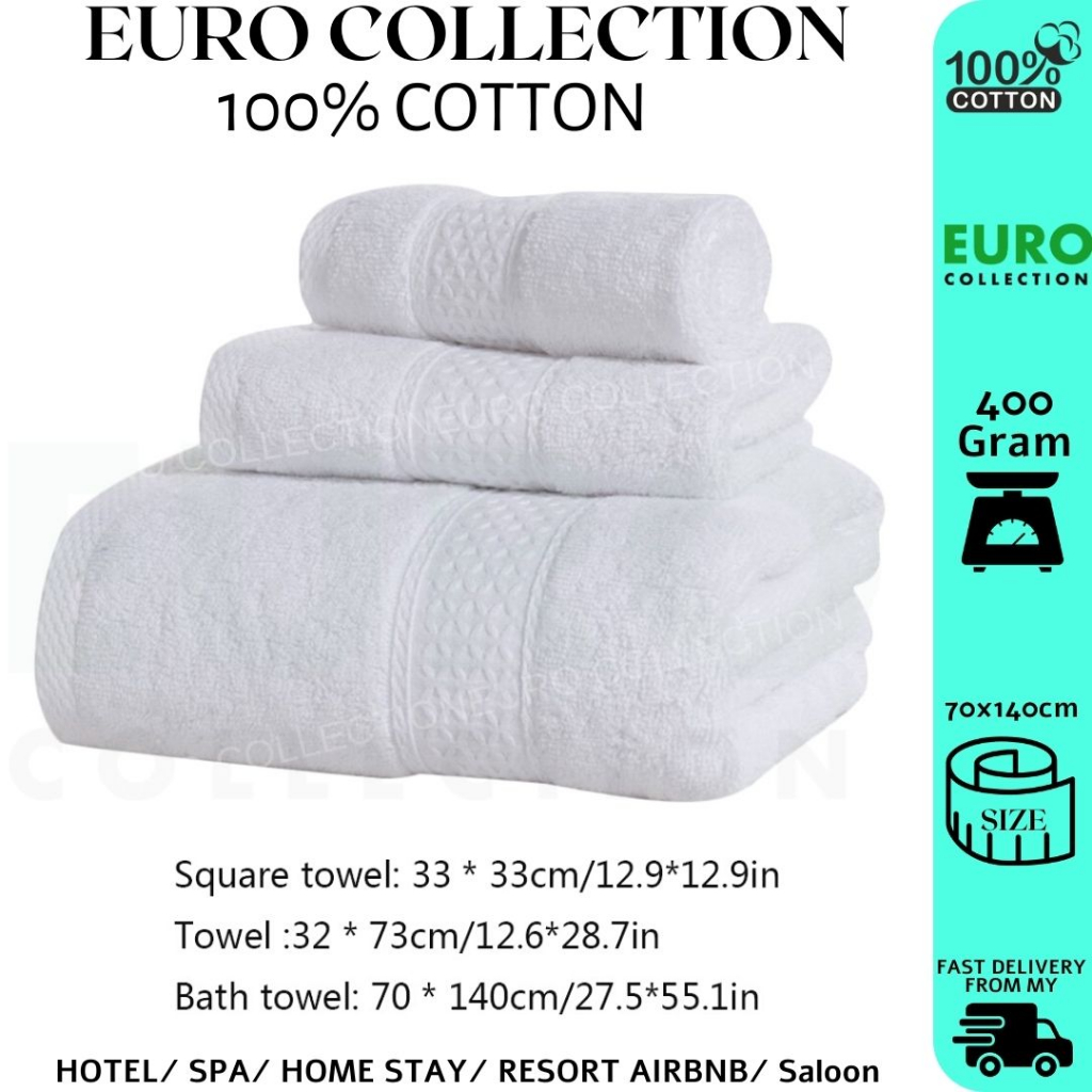 Luxury White Bath Towels Extra Large 100% Soft Cotton 400Gram Thick ...