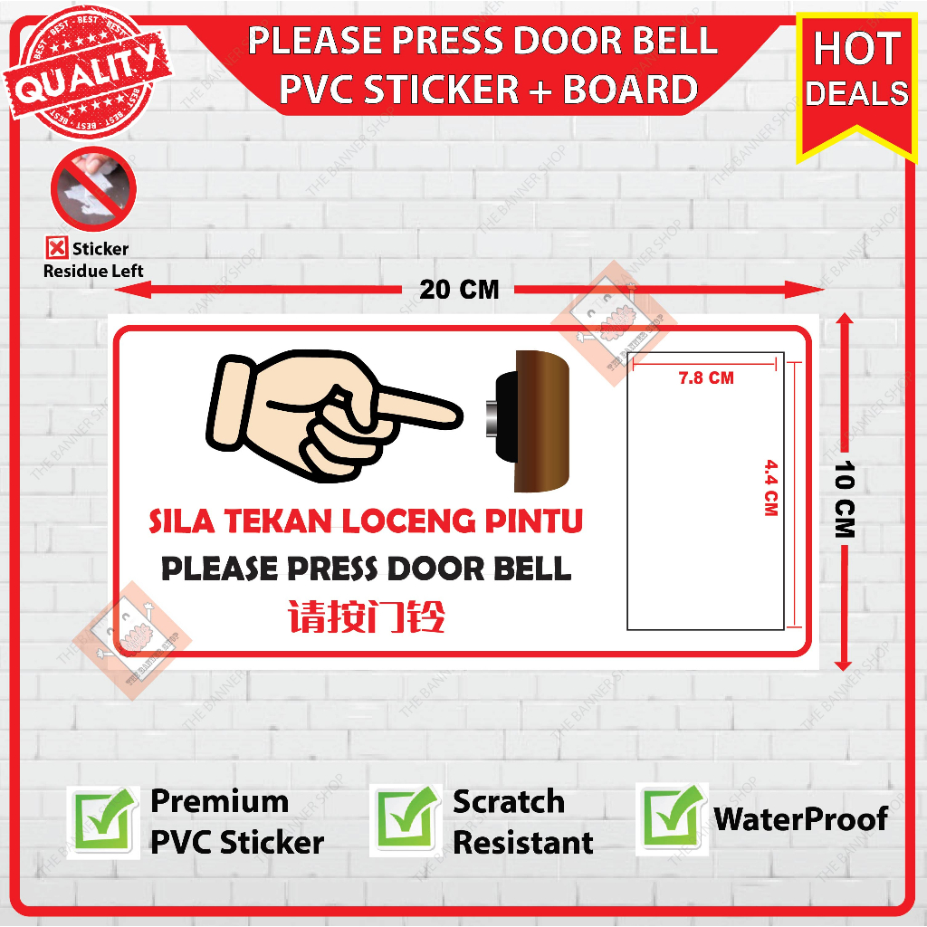Please Press Bell Signage PVC Sign Sticker + Board | Shopee Singapore