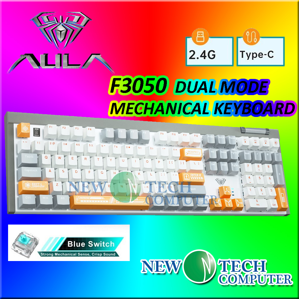 AULA F3050 Mechanical Dual-mode Rechargeable 2.4G Wirelees / Type-C Wired Hot-swappable Wired ...