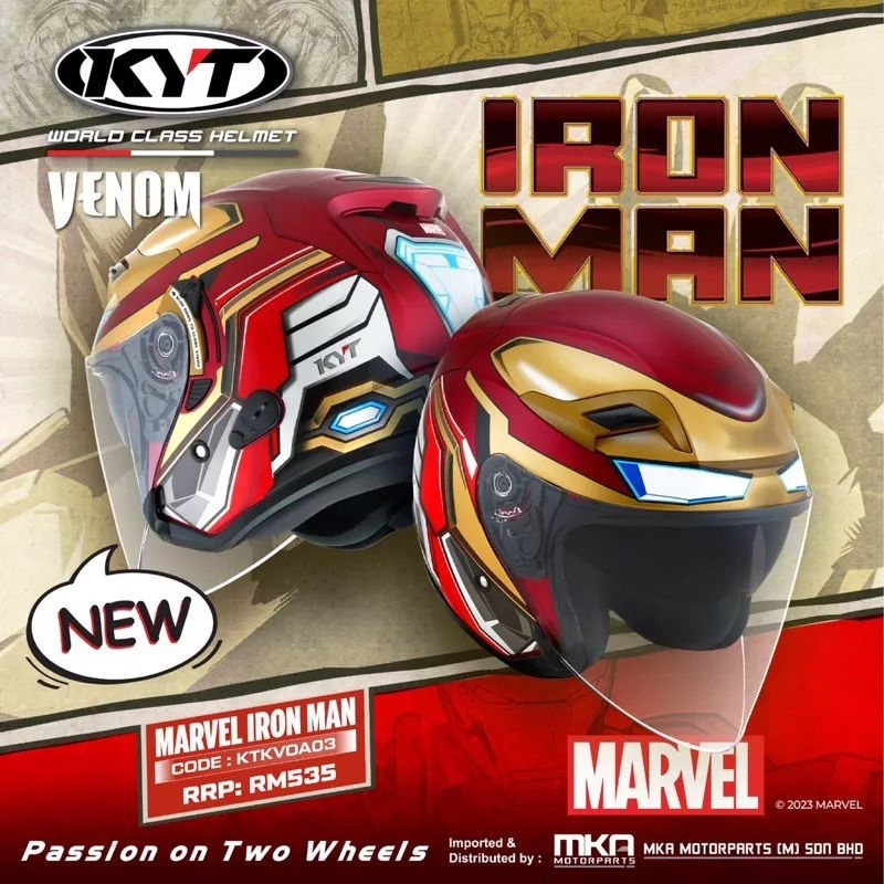 HELMET KYT IRONMAN VENOM LIMITED SPECIAL EDITION MARVEL COLLECTION DOUBLE VISOR | Shopee Singapore