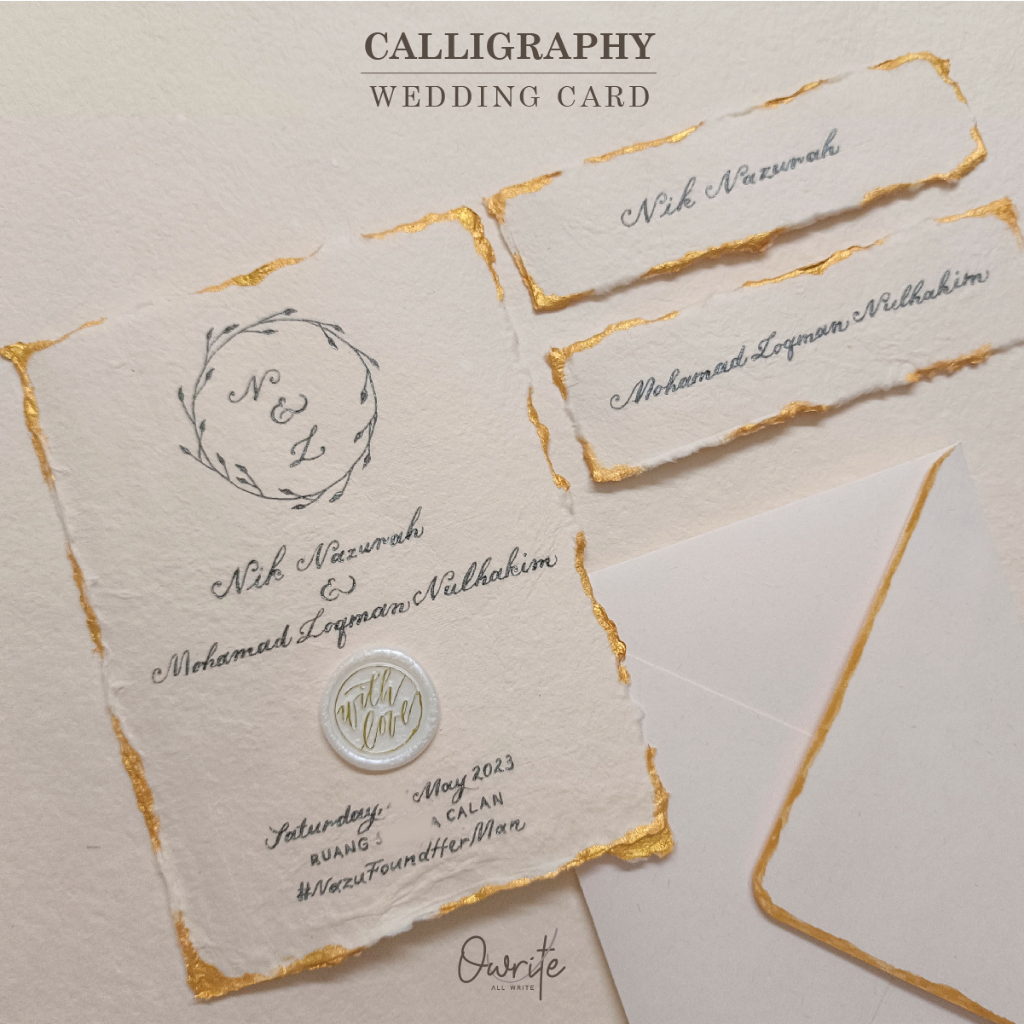*Vintage Handmade Wedding Card* with Calligraphy and Envelope ...