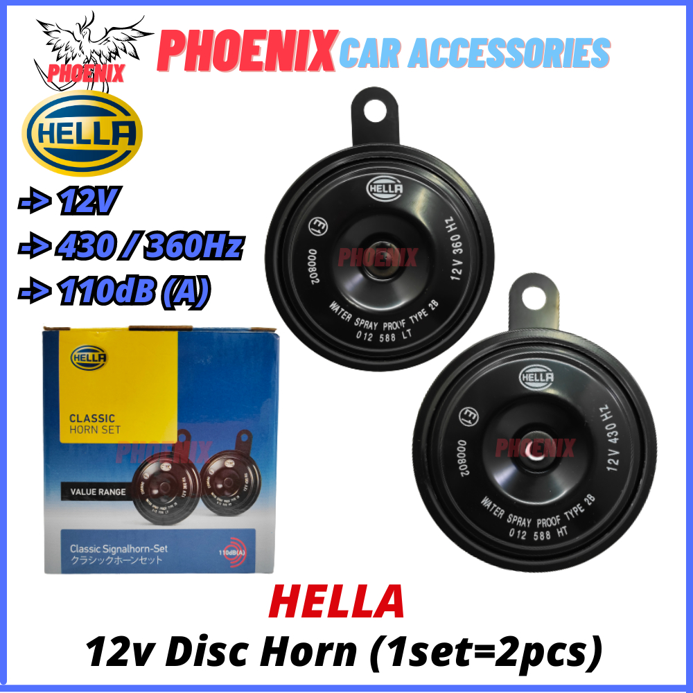 HELLA Classic Disc Horn Set (2 Pcs) 12V for CAR MOTOR 110dB dual tone ...