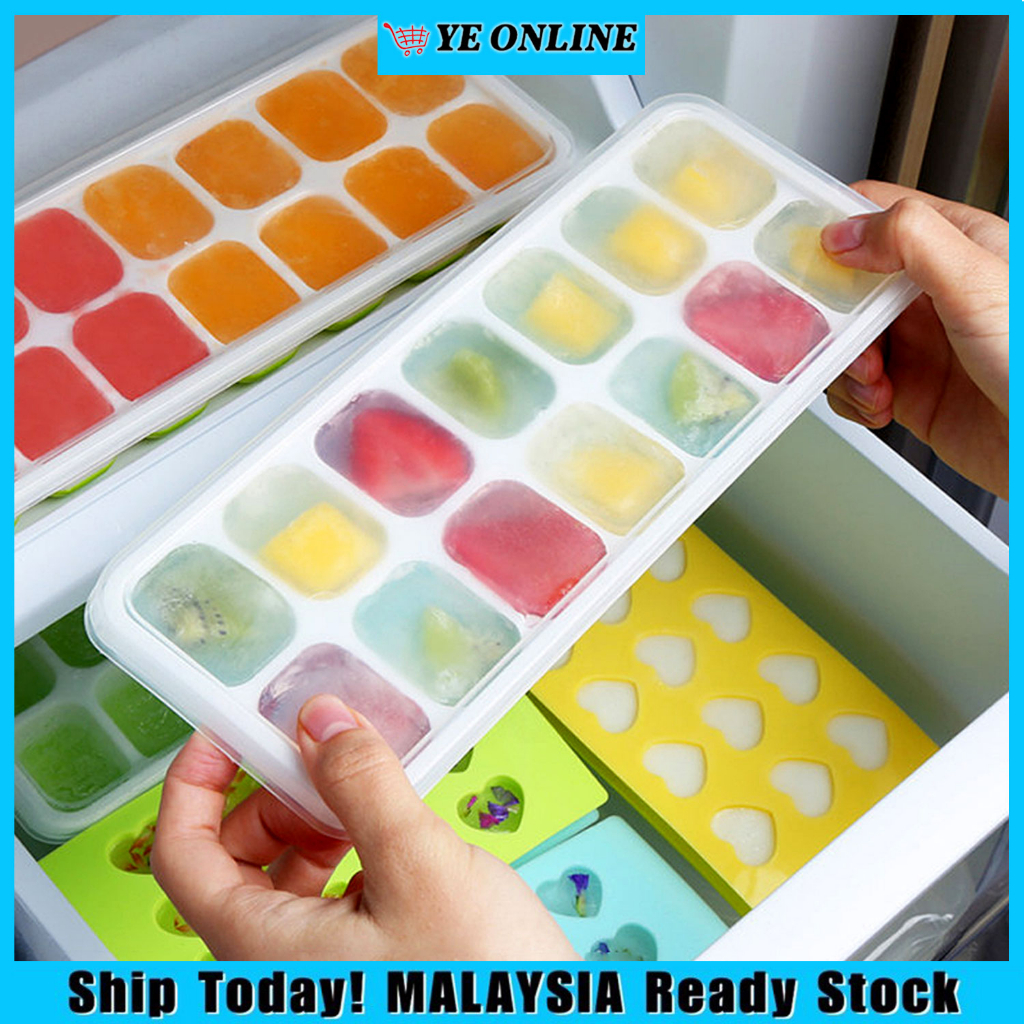 14 Holes Silicone Ice Cube Maker Tray Baby Food Puree Mold Container ...