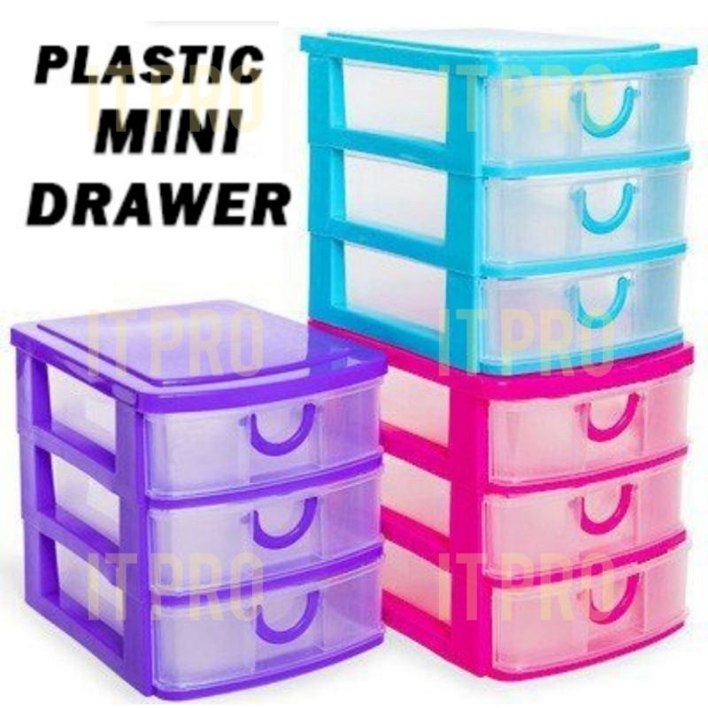 PRO Kotak Kecil Plastik Transparent Mini Drawer Plastic 3 tier Storange ...