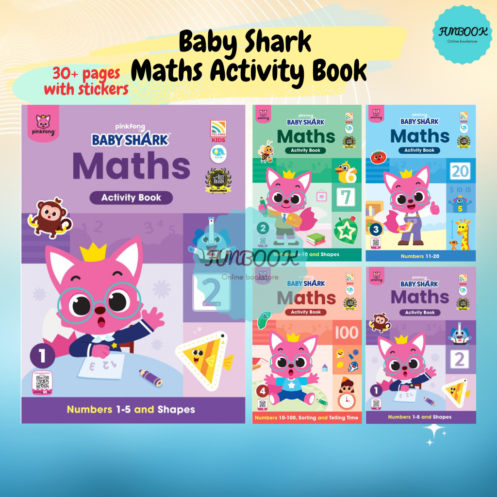[FUNBOOK] Baby Shark Maths Activity Book 1 - 4 with Stickers numbers ...