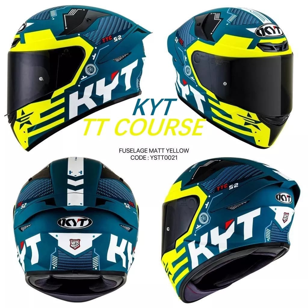 KYT FUSELAGE MATT YELLOW TT COURSE FULL FACE HELMET | Shopee Singapore