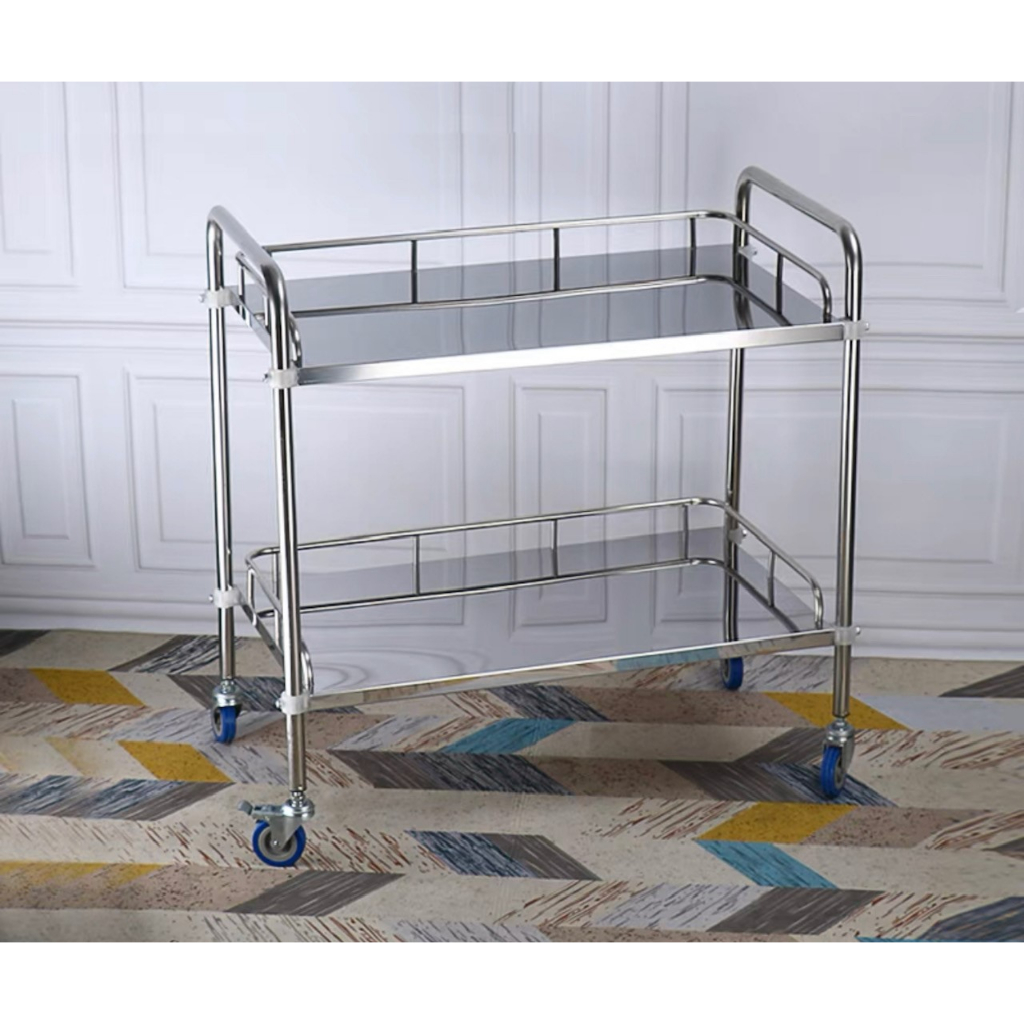 2 layer Instrument Trolley Stainless Steel 不锈钢医用手推车双层 | Shopee Singapore