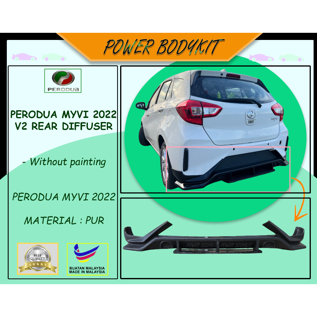 Perodua Myvi 2022-2024 Facelift GEN 3 V2 Rear Diffuser 2022 2023 23024 ...