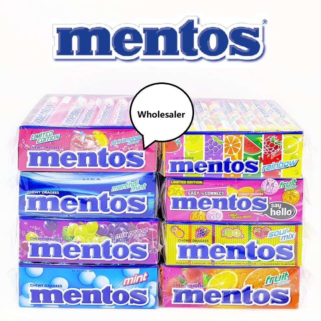 Mentos Chewy Dragees 24 Rolls X 37g (1 Box) Mint/Rainbow/Mix Fruit ...