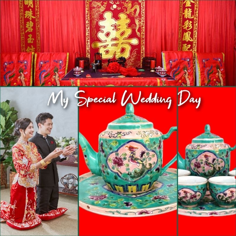 囍 Peranakan Nonya Nyonya Wedding Tea Ceremony Tea Set Turquoise Teaset ...