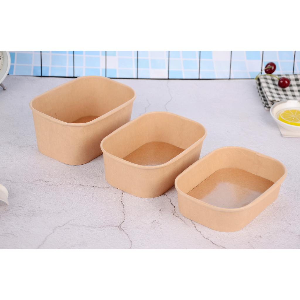 Rectangular Paper Bowl/ PET/ PP Lid /Disposable/ Tapau/ Takeaway/ Kotak ...