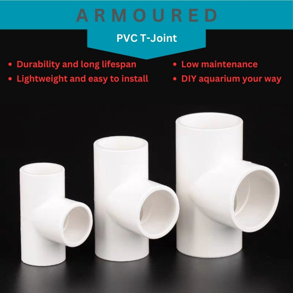 PVC T Joint 3 Way Connector for Pipe Fitting DIY Aquarium for Fish Tank ...