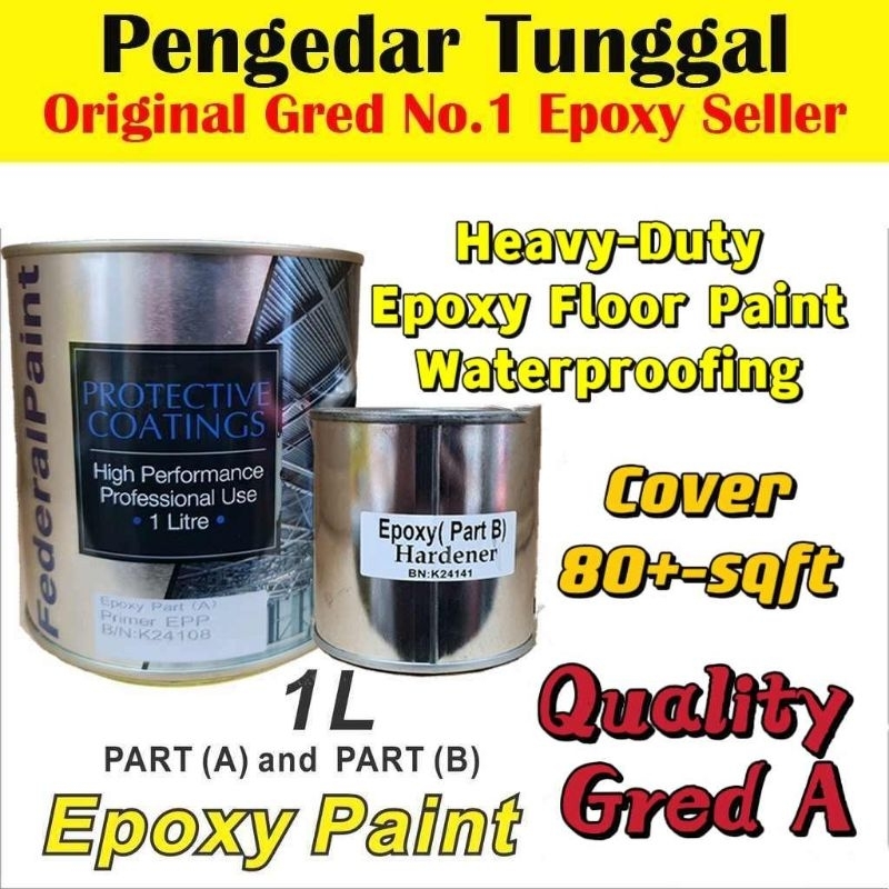 1L Two Pack Epoxy Floor Paint Cat Lantai Berkualiti Epoxy Paint ...