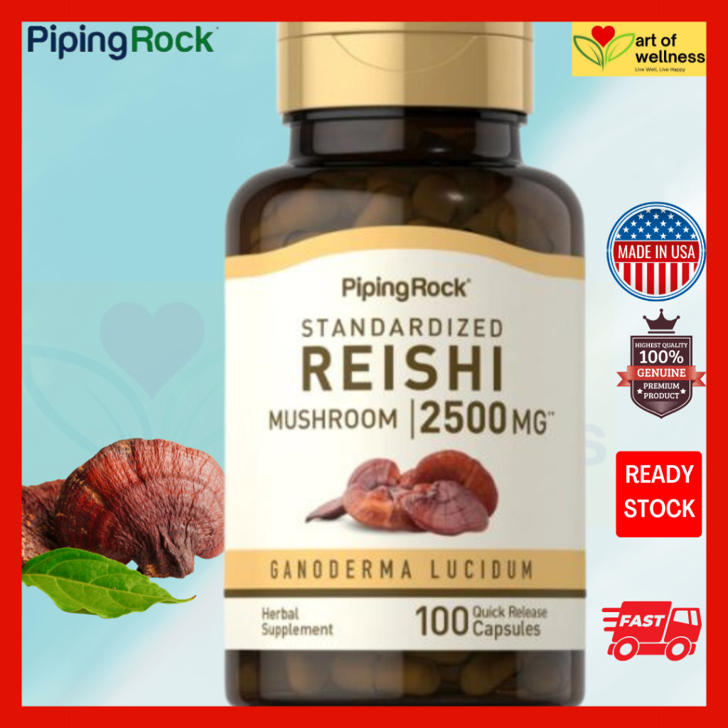 PipingRock REISHI MUSHROOM EXTRACT , 2500 mg, 100 Capsules (Lingzhi/Ganoderma lucidum/靈芝 ...