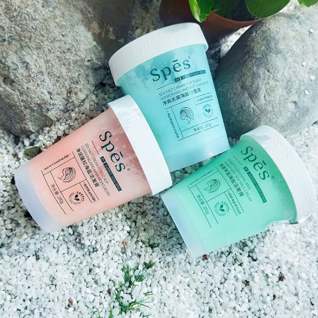 Spes Scalp and hair-puffy Sea Salt Cream Cleansing Sea Salt Shampoo 280G Oil Control Refreshing ...