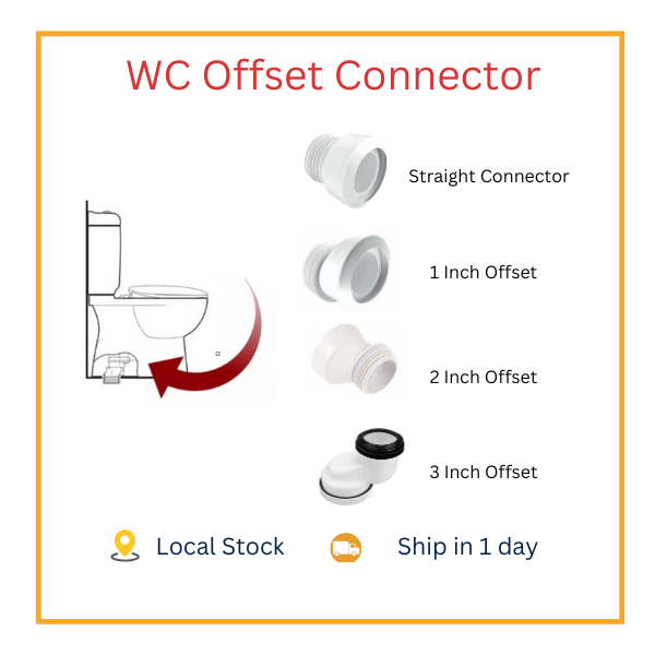OFFSET PAN CONNECTOR for WC TOILET - STRAIGHT / 1 INCH / 2 INCH/ 3 INCH ...
