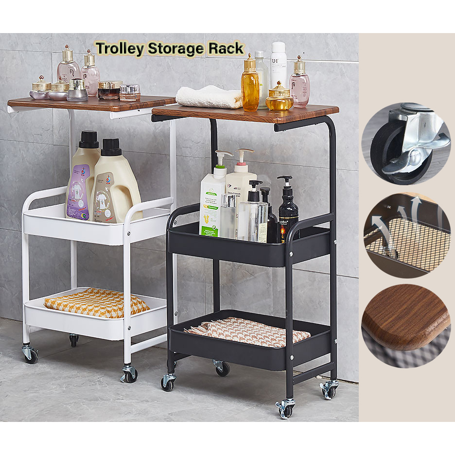 EE HOME Table Top Design 2 Tiers Trolley Rack With Wheel Kitchen Rack ...