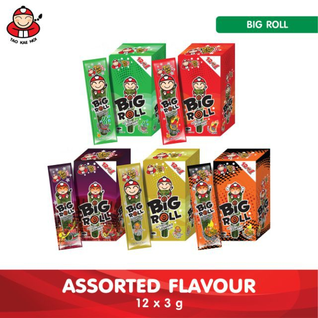 Tao Kae Noi Big roll Grilled Seaweed Snacks (1 Box = 12pcs X 3g ...