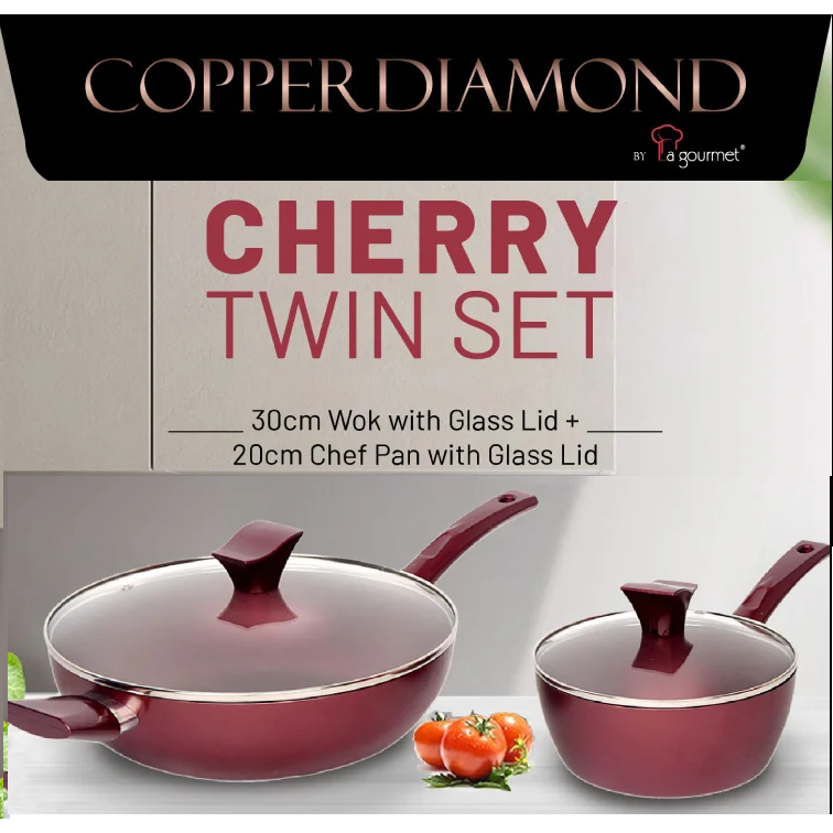 Copper Diamond Copper Diamond Cherry IH Cookware Set (30cm wok + 20cm ...