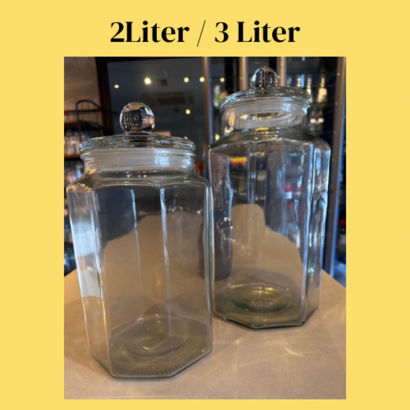 Balang Kaca Hexagon 2Liter/3Liter Balang Tepung Kuih Spice Transparent ...