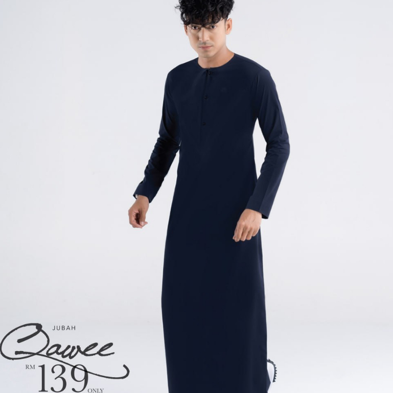 JUBAH QAWEE ( NAVY BLUE ) ELRAH | Shopee Singapore