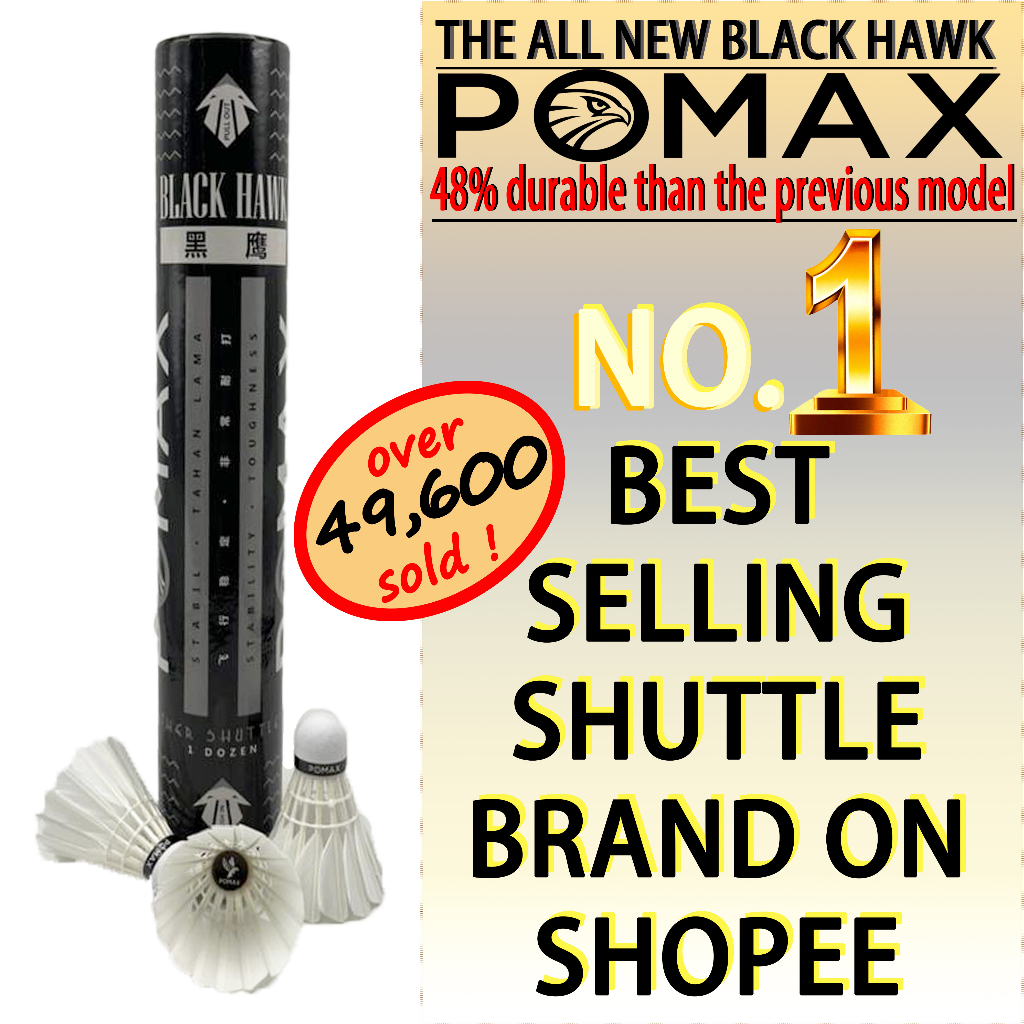 Pomax Black Hawk Badminton Shuttlecock (Durable Shuttle) | Shopee Singapore
