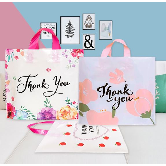 50pcs Premium Bag Shopping Plastic Bag With Handles Thank You Bag ...